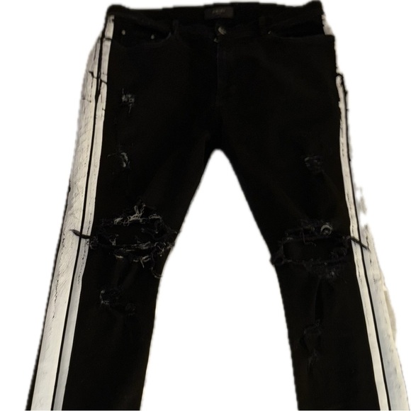 AMIRI | Jeans | Amiri Track Stack Denim Black Denim White Track Stripe ...